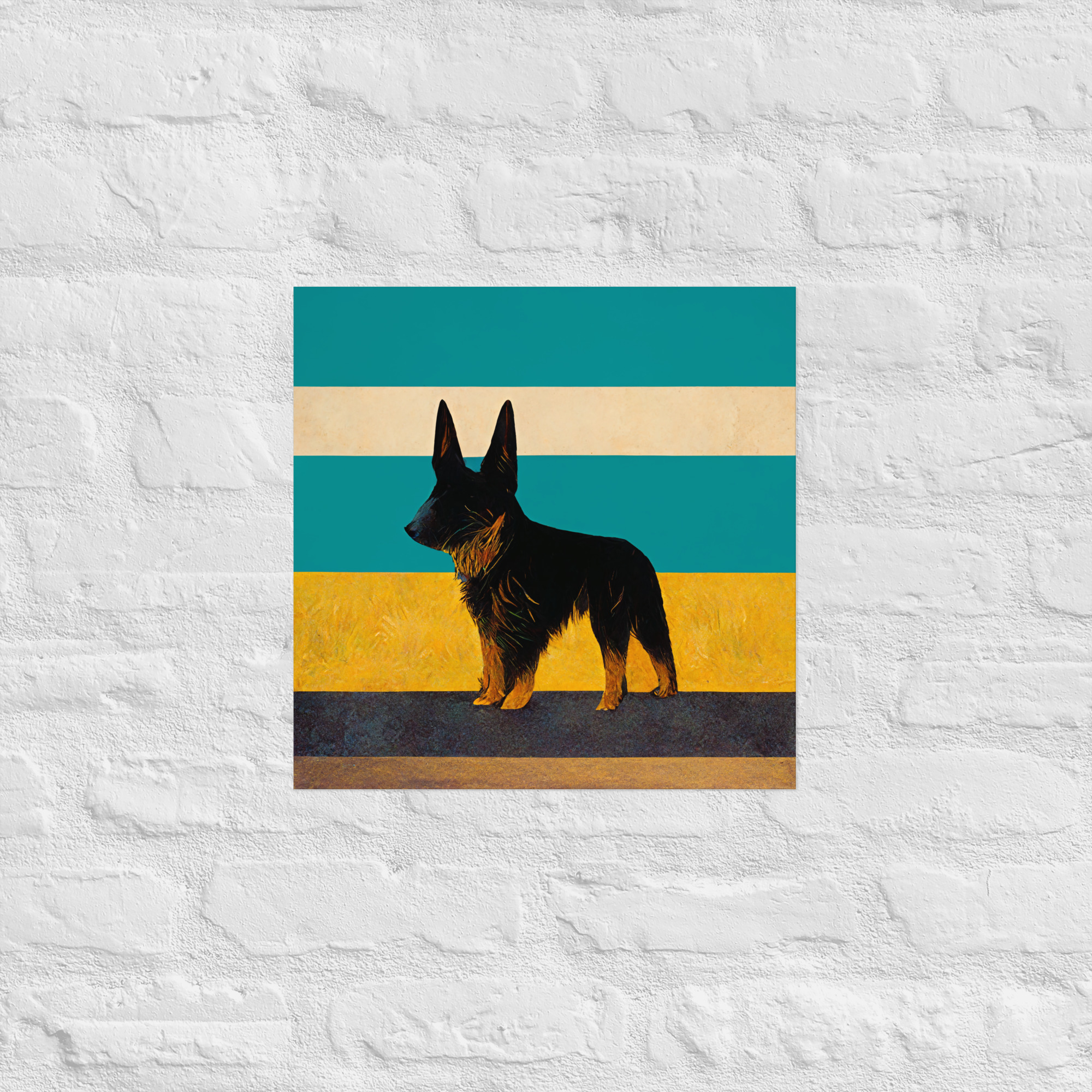 David Hockney Style German Shepherd Poster DOGGO Art
